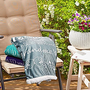 BLANKIEBLISS Grandma Blanket (Gray) - Gifts for Grandma for Birthday, Mothers Day - Grandma Gifts from Grandchildren - Best Grandma Gifts (Sherpa Fleece)