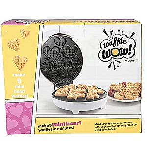 Mini Hearts Waffle Maker - Make 9 Heart Shaped Waffles or Pancakes w Electric Nonstick Waffler Iron- Unique Breakfast for Loved Ones Kids Adults, Fun Gift, Special Holiday Treat or for Summer Parties