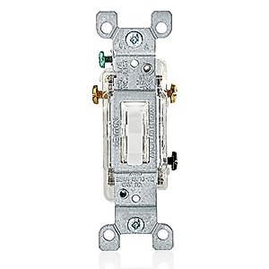 Leviton L1463-2W 15 Amp, 120 Volt, Toggle LED Illuminated 3-Way Switch, Residential Grade, Grounding, White