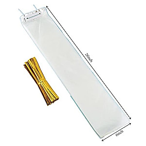 Lesibag 100 Bread Bags with Ties - Vented Micro Perforated Baguettes Bags for Homemade Bread and Bakery Loaf Adjustable Reusable - 6 x 28 Inch