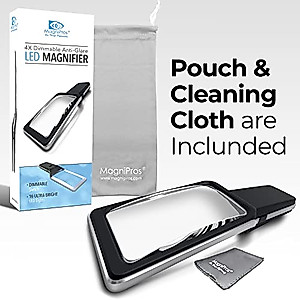 4X Large Magnifying Glass with [10 Anti-Glare & Fully Dimmable LEDs]-Evenly Lit Viewing Area-The Best Lighted Magnifier for Reading Small Fonts, Low Vision Seniors, Macular Degeneration, Inspection