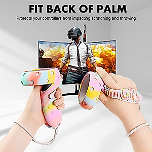 HASALASO Controller Grips Cover Accessories Compatible with Oculus Quest 2 with Battery Opening for Big Hands (Colorful)