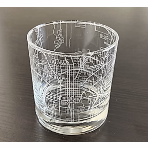 Rocks Whiskey Old Fashioned 11oz Glass Urban City Map Tallahassee Florida