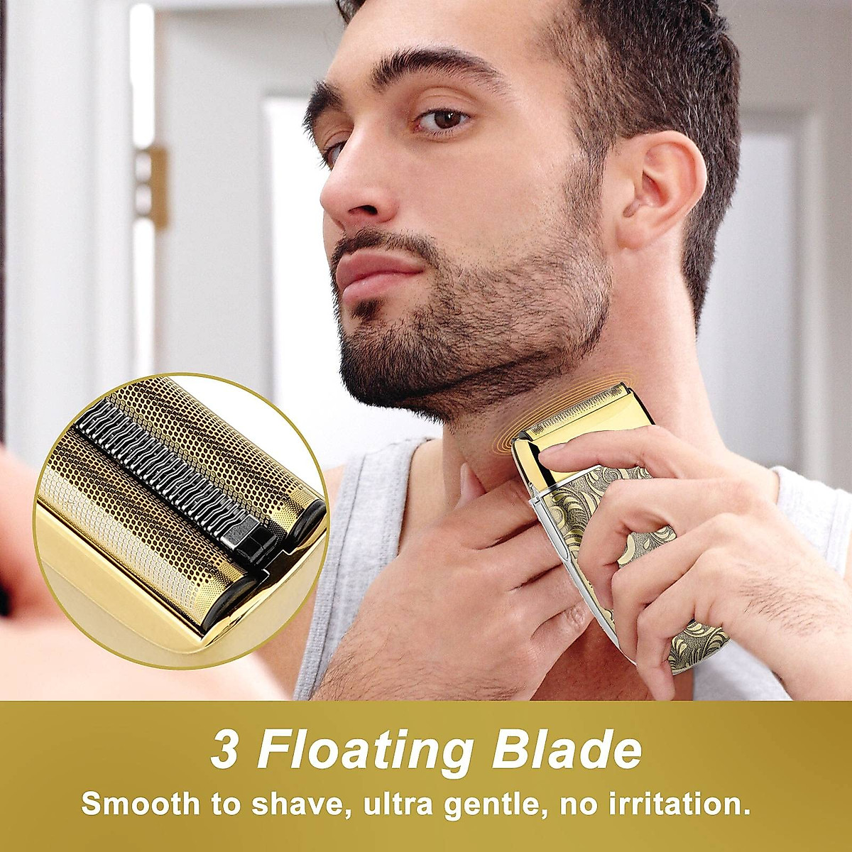 GSKY Electric Razor, Double Foil, Foil Shavers for Men,2 Speeds,Electric Shavers for Men,Beard Trimmer with 2 Foil,Cordless Barber Shaver Beard Trimmer,Barber Supplies Gifts for him