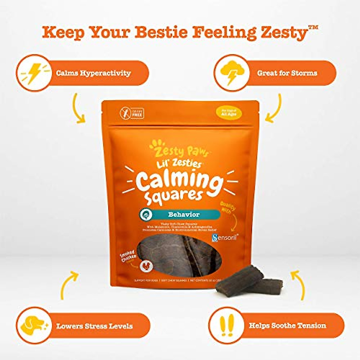 Zesty Paws Flavored Soft Chews - Calming for Dogs Anxiety Composure Relief with Ashwagandha Melatonin Chamomile Passionflower Dog Stress Separation Aid for Fireworks and Thunder 10 oz…