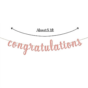 WeBenison Glitter Congratulations Banner for Congrats Grad - Wedding Anniversary - Baby Shower - Birthday - Retirement Party Decor Supplies Rose Gold