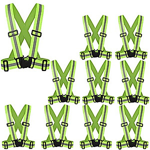 zojo Reflective Vest | Lightweight, Adjustable | Safety & High Visibility for Running,Fits Outdoor Cloth Pack of 10, Neon Yellow
