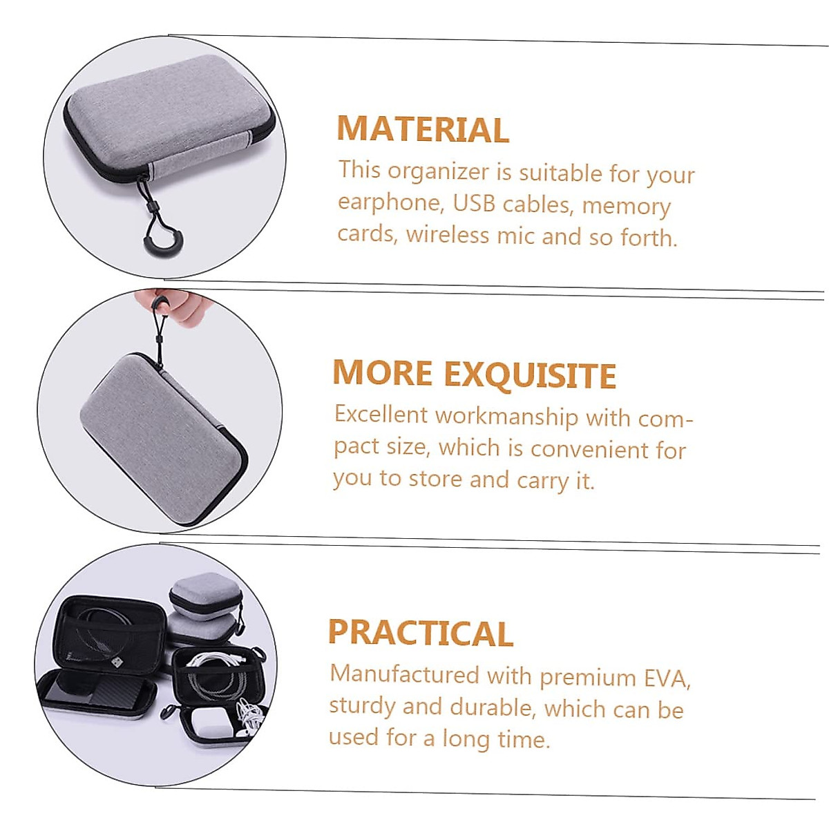 FAVOMOTO 4 Pcs Multifunctional Storage Bag Wireless Mic Bag Portable Wireless Mic Case Usb Guitar Cable Wireless Headset Microphone Headphone Pouch Lapel Storage Box Travel Eva Outdoor