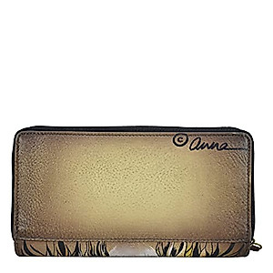 Anna by Anuschka Women's Hand Painted Genuine Leather Two Fold Wallet - Lion Pride Tan