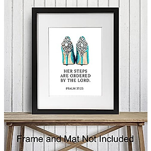 Glam Christian Gifts for Women - Religious Wall Decor - Bible Verses Wall Decor- Holy Scriptures Wall Art - Spiritual Gifts- Inspirational Quotes - Light Blue - Catholic Gifts Women - God Wall Decor