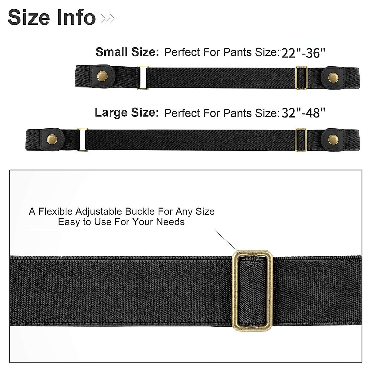 WHIPPY 4 Pieces No Buckle Stretch Women Belt for Jeans Pants, Buckle Free Comfortable Invisible Elastic Belts (Black Khaki Blue Brown, Fit Pants Size 32-48 Inches)