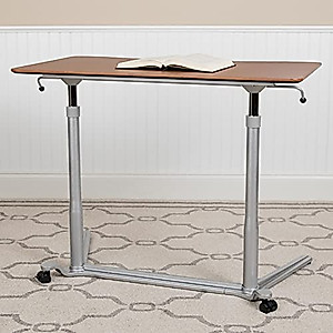 Flash Furniture Merritt Sit-Down, Stand-Up Cherry Computer Ergonomic Desk with 37.375"W Top (Adjustable Range 29" - 40.75")