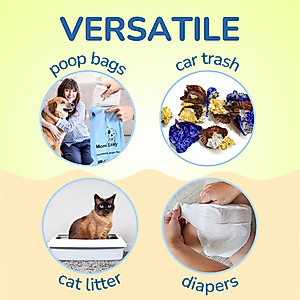 MOM EASY Compostable Diaper Disposable Bags With Dispenser, 120 Counts Baby Diaper Bags Dispenser, Diaper Bags Refill, Diaper Garbage Bags, Baby Disposable Diaper Sacks