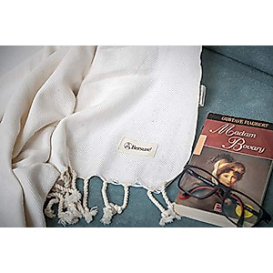 Bersuse 100% Cotton Milas XL Throw Blanket Turkish Towel - 60x90 Inches, White