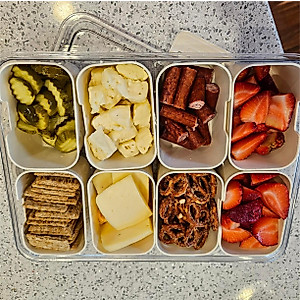 Travel Snack Box, Divided Serving Tray with Lid and Handle, Snackle Box Container, Multi-purpose Food Organizer and Storage Container for Charcuterie Veggie Fruit