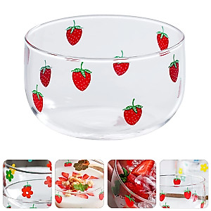 UPKOCH Microwave 3pcs For Pasta Mini Simple Clear Lotus High Plate Dessert Prep Style Stackable Soup Glasss Tray Container with Strawberry Round Serving Salad Dish Fruit Glass Rice Bowls