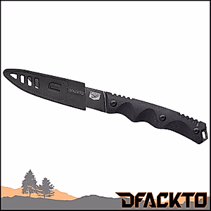 DFACKTO Interceptor 3.5 Inch Paring Knife for Kitchen and Camping, Stonewashed High Carbon Stainless Steel, Tactical G10 Handle, Black, BBQ, Cooking Utensil for Travel