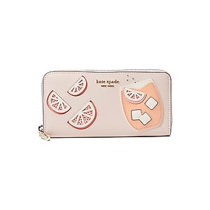 Kate Spade New York Tini Embellished Saffiano Leather Zip Around Continental Wallet Pale Dogwood One Size
