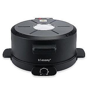 blessny Electric Arabic Bread Maker, Arabic Pita Bread Oven Machine for Home Kitchen,with Temperature Adjust, US Plug 110V/60HZ 1500W, 12-Inch (Black)