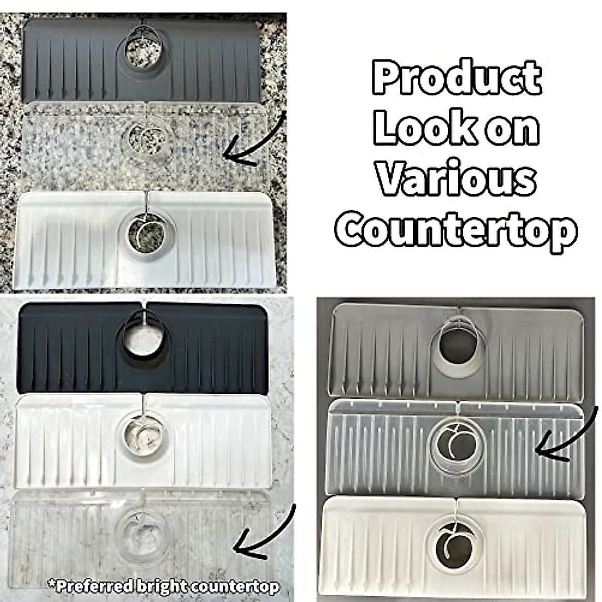 Hermands Kitchen Faucet Splash Guard For Sink - Semi - Transparent Backsplash Sink Mat - Faucet Drip Catcher Silicone - Kitchen Sponge Holder for Sink - Kitchen Sink Splash Guard Behind Faucet