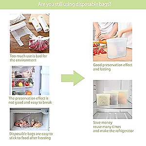 Bongpuda Silicone Ziplock Bags Food Storage Organizers, Frozen Veggies Gallon Bags, Reusable Snack Bags For Kids - Fresh Vegetables, Cook, Store, Sous Vide, Or Freeze | Leakproof (Stand-Up Bags 3 Packs)