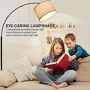 Luvkczc Dimmable Arc Floor Lamps for Living Room, Tall Floor Lamps with Adjustable Hanging Shade, Modern Arc Floor Lamp with Dimmer for Bedroom, 8WLED Bulb Include