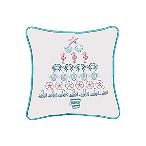 C&F Home Coastal Tree Pillow Holiday Xmas Winter Gift Present Embroidered Saying Christmas Decor Decoration Accent Pillow 10 x 10 White