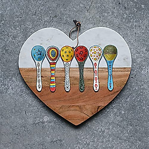 heart & home Ceramic Soup Spoons Set of 6, Wonton Soup Spoons Ceramic, Round Soup Spoons, 6-1/2" L, Multicolor