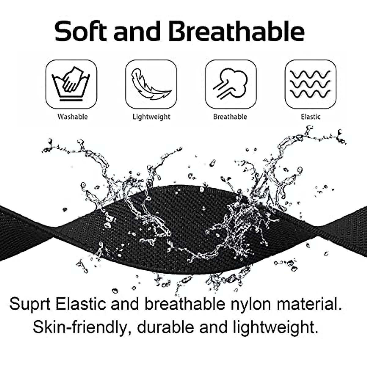 Olytop Elastic Bands for Galaxy Watch 5/4 Bands 44mm 40mm/5 Pro Band, Galaxy Watch 4 Classic Bands 46mm 42mm/Active 2 Women Men, 20mm Stretch Nylon Replacement Strap(Black+Grey)