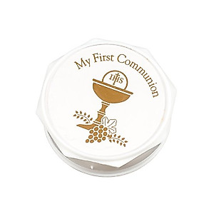 White and Gold 5 Piece Communion Set Rosary Box Pin Book Scapular