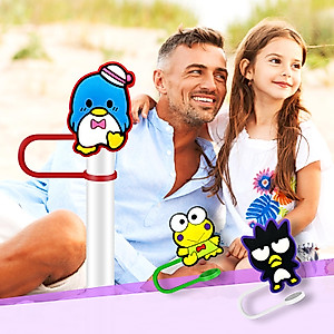 10Pcs Cartoon Straw Cover Cup for Tumbler Cup, 10mm Cartoon Drinking Straw Topper, Reusable Protectors Straw Tips Lids for Cup Accessories (10Pcs Animal 10mm)