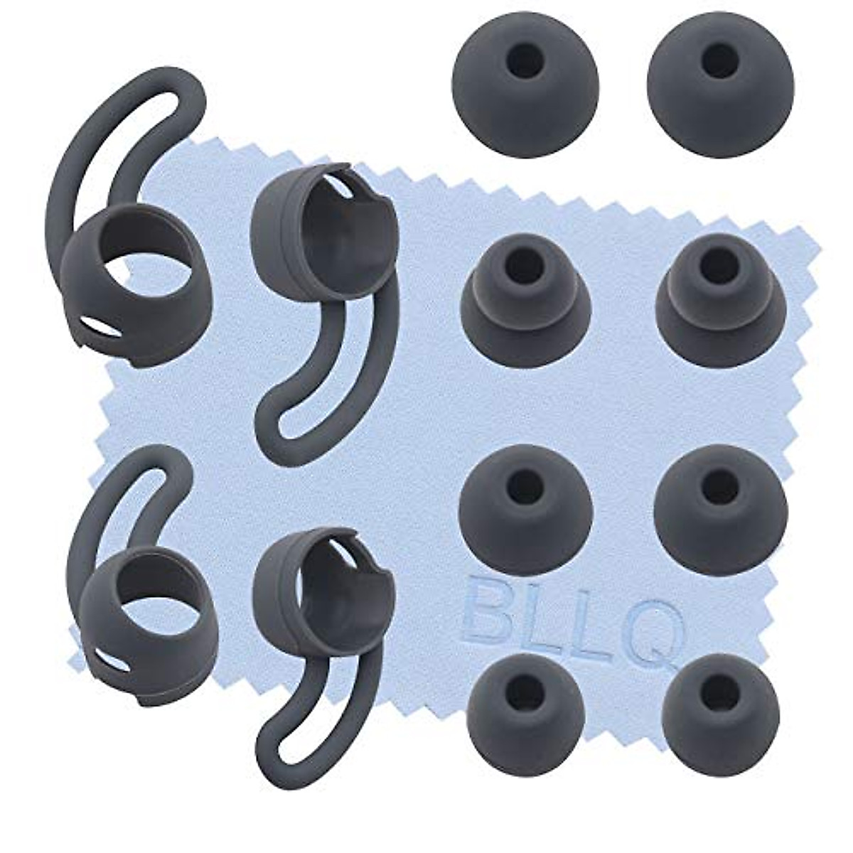 BLLQ Replacement Accessory Pack for Beats X/Beats Tour/Urbeats Headphones,Soft Ear Fins Wing Tips Ear Hook 2 Pairs & Ear Tips 4 Size 4Pairs, Wingtips & Eartips Set for BeatsX Gray,bxwg