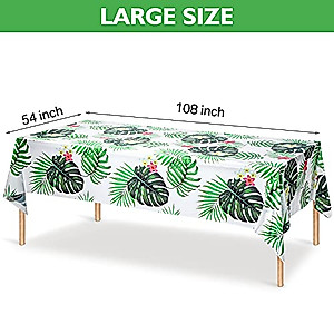Tatuo 6 Pieces Hawaiian Luau Party Tablecloth Palm Leaves Table Cloth 54 x 108 Inches Plastic Disposable Table Decorations for Summer Pool Beach Cocktail Aloha Safari Jungle Party Supplies