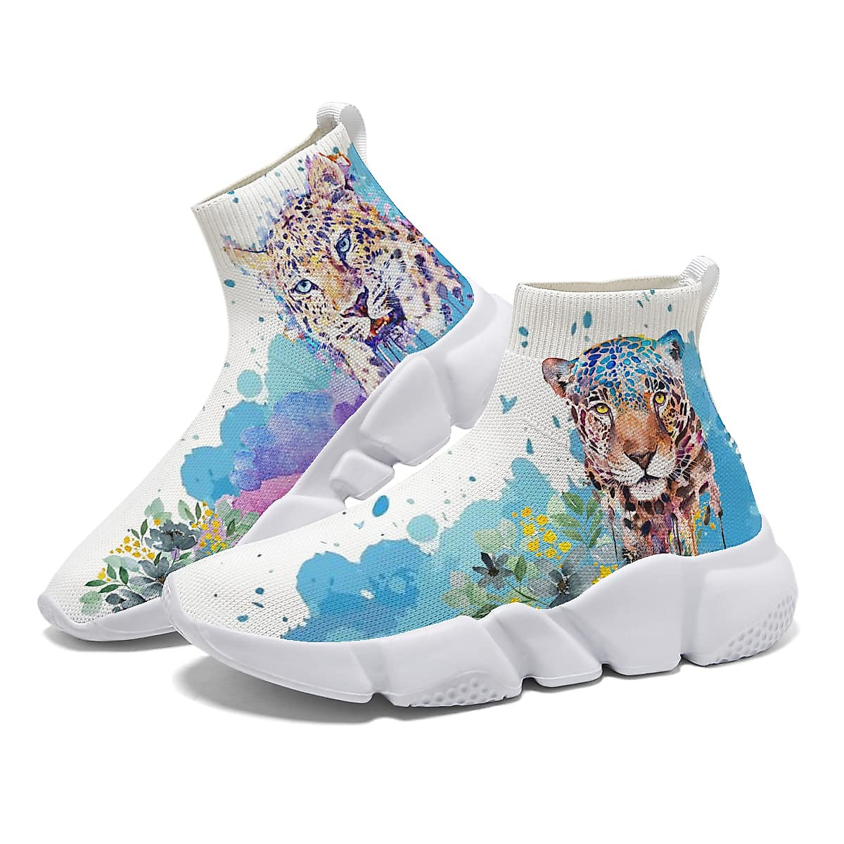 Comfortable Sock Shoes for Womens Watercolor Art Sneakers Casual Walking Shoes 8