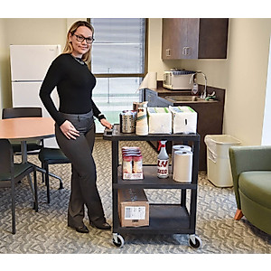 LUXOR WT34S 3 Shelves Tuffy Utility Cart - Black