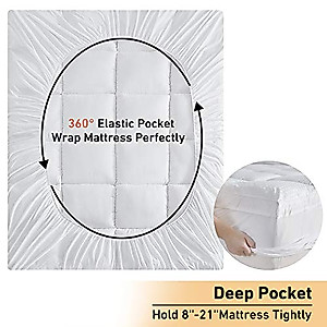 Atarashi 3 Inch Thick Mattress Topper Queen,400TC Pillow Top Mattress Topper,Soft Cotton Mattress Pad Cover,Breathable & Plush Down Alternative Fill,Fit to 8”-21” Mattress,White