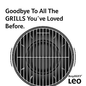 BergHOFF LEO Portable Tabletop BBQ Grill To-go grill with Heat Resistant Base Easy-carry strap & detachable handles, Removable elements, Adjustable airflow, 13.75", White