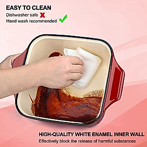 Dutch Oven, imarku 3.5 Quart Enameled Cast Iron Dutch Oven Pot with Lid for Braising, Broiling, Frying, Bread Baking, Roast Turkey, Oven Safe Up To 550°F, Enamel Coating, Nonstick Easy to Clean (3.5QT, RED)