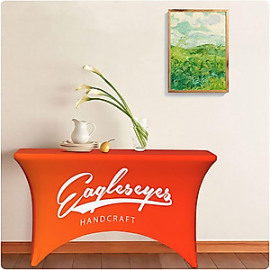Custom Table Cloth Cover with Business Logo Text, Personalized Stretch Spandex Table cloth for Business Tradeshow Events, Customized Table Cloth for Birthday Wedding Anniversary Decoratio (6FT)