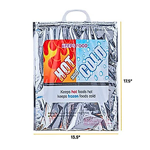 Superio Hot and Cold Reusable Insulated Bag Food Storage for Frozen Items & Hot Items Including Lunch Bags & Grocery Shopping Bags Reinforced Heavy Duty Refrigerated Totes (1, 13.5"x17.5")