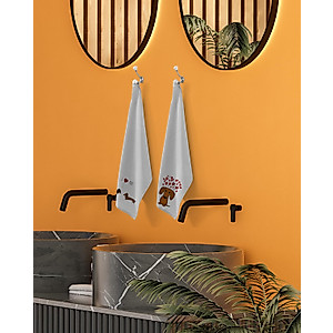 kunlisa Dachshund Themed Kitchen Dish Towels Set of 4, 16 x 24 Inches, White, Polyester