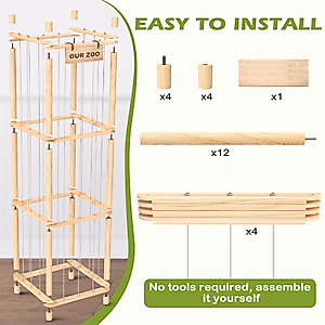 Woodure Stuffed Animal Toy Storage Organizer, Wooden Stuffed Animal Zoo Holder Soft Toy Organizer for Nursery Play Room Bedroom Kid Room