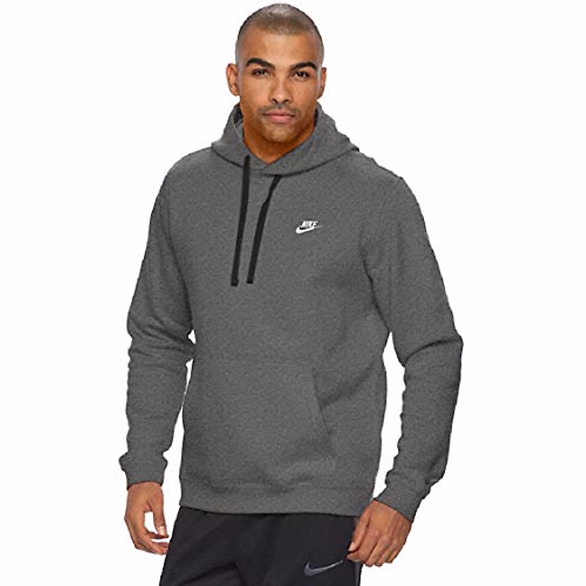 Nike Men's Sportswear Club Pullover Hoodie, Charcoal Heather/Charcoal Heather/White, X-Large Tall