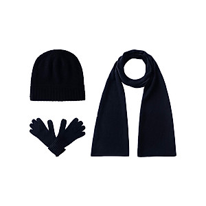 EURKEA Women’s 100% Pure Cashmere Scarf, Gloves, Beanie Hat Gift Box Set
