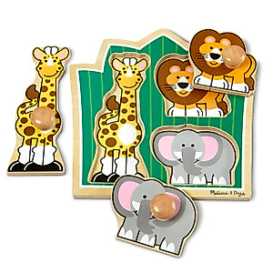 Melissa & Doug Jungle Friends Safari Animals Jumbo Peg Wooden Puzzle