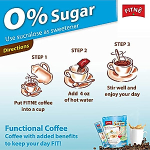 FITNE Instant 3 In 1 Coffee Packets Mix With Herbs Cinnamon Garcinia Safflower Spice Latte Smooth Blend No Sugar Sucralose Sweetener, 10 Sticks