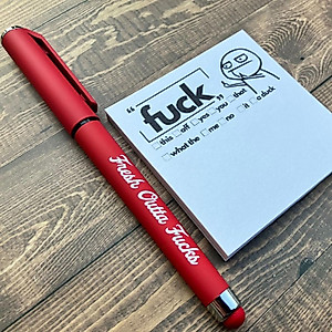 WAKIWI Fresh Outta Fucks Pad and Pen, Snarky Novelty Office Supplies,Funny Desk Accessory Gel Pen With Notepad,Humor Gifts for Friends Colleagues Boss (Notepad)