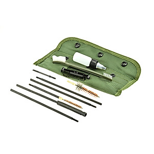SE 10-Piece Rifle-Gun Cleaning Kit - includes Brass Brushes, Rod Extenders, and Canvas Storage Pouch - GC16M