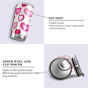 HXshaoye colorful gradient heart peach Stainless Steel cups with lids and straws with Straw Leak Resistant Flip travel mug with lid for Home, Office or Car safe 20oz coffee mug vaso termo para cafe