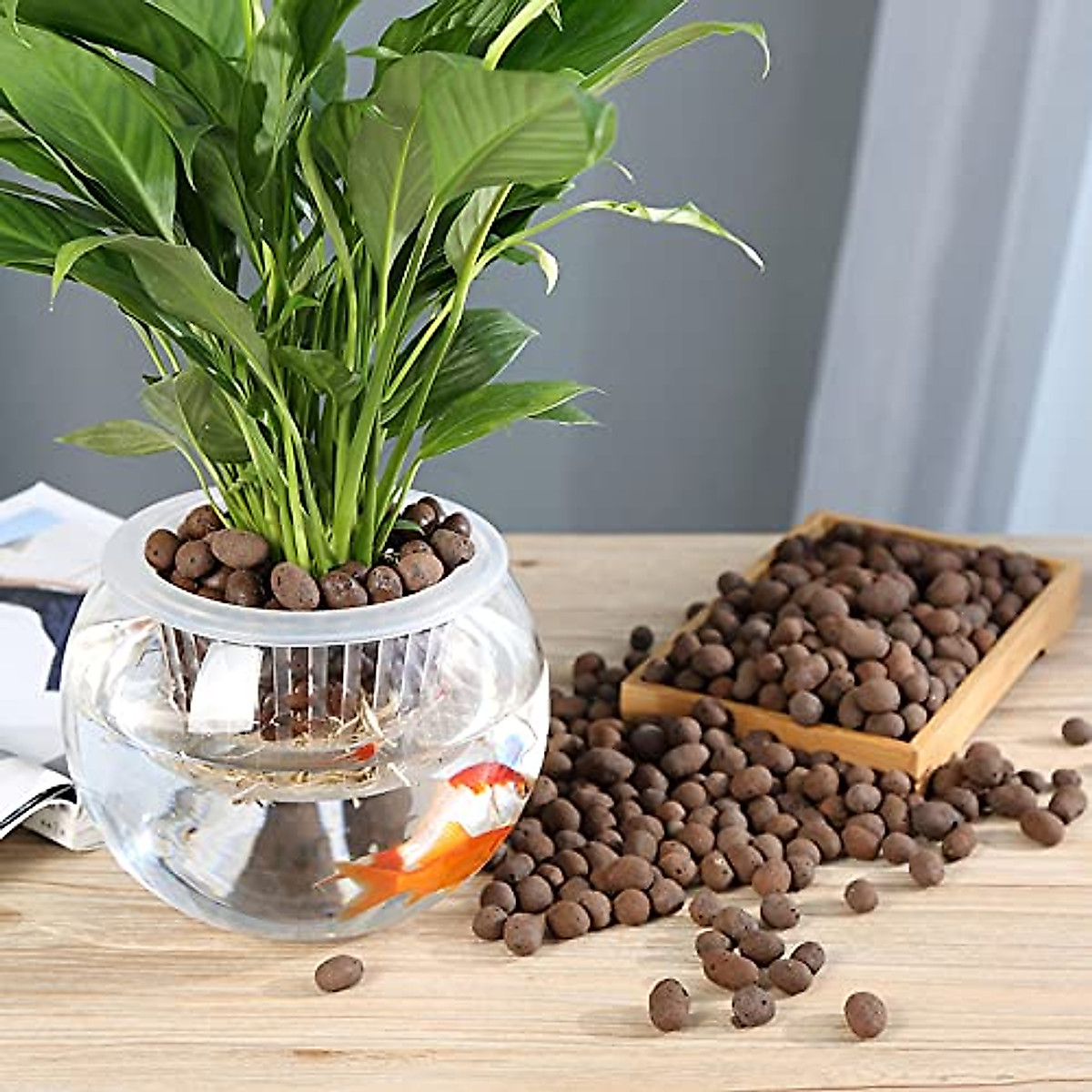 Expanded Clay Pebbles 1 qt, 8mm-14mm Clay Balls for Plants, Organic Plant Grow Media, Porous Stones for Hydroponics, Drainage, Decoration, Aquaponics, and Other Gardening Essentials